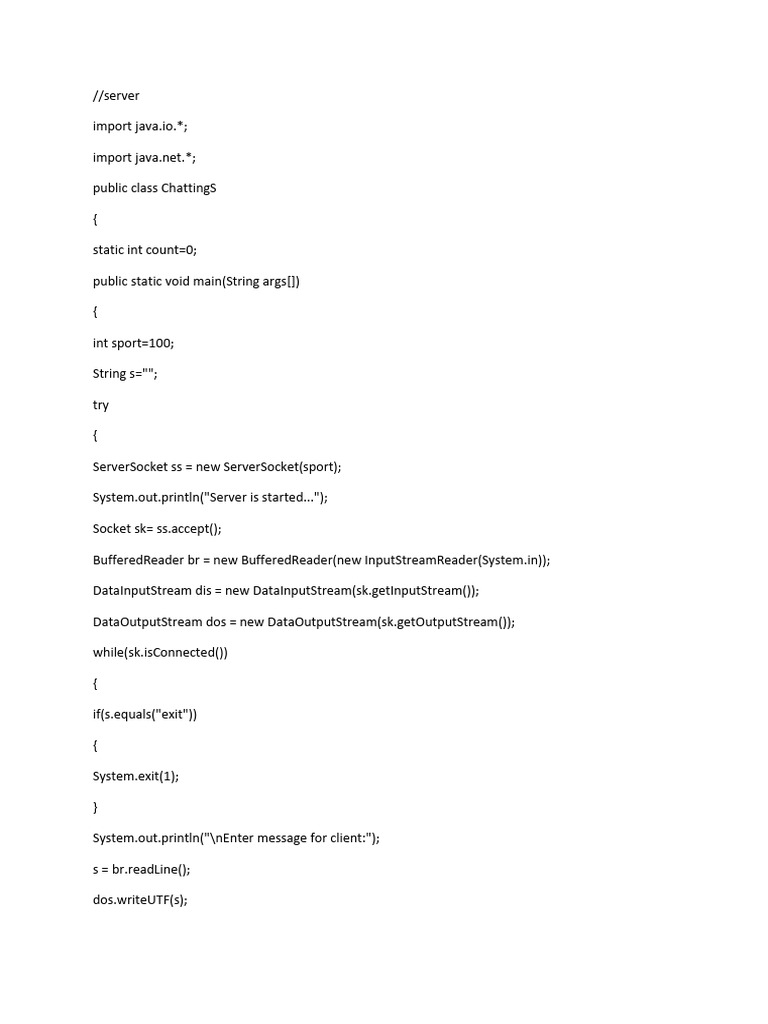 Java Chat Server and Client Code | PDF