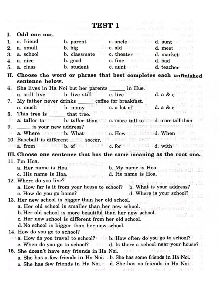 Unit 1 - Test Prep | PDF