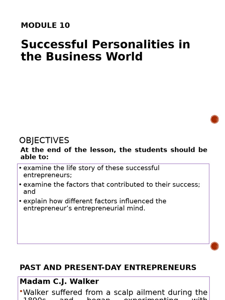 Module 10 Successful Personalities in The Business World | PDF ...
