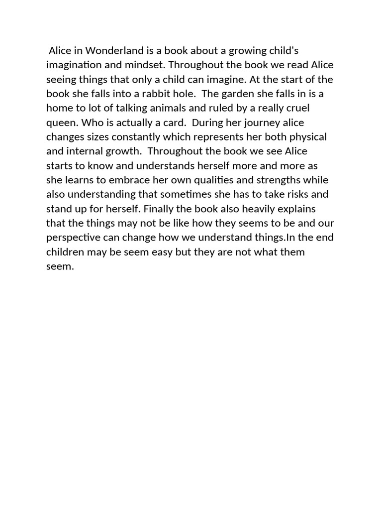 Alice in The Wonderland Analysis | PDF