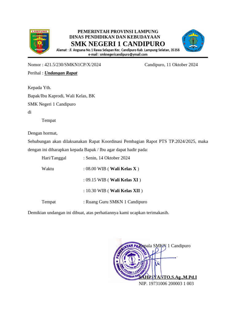 Surat Undangan Rapat Koordinasi Pdf