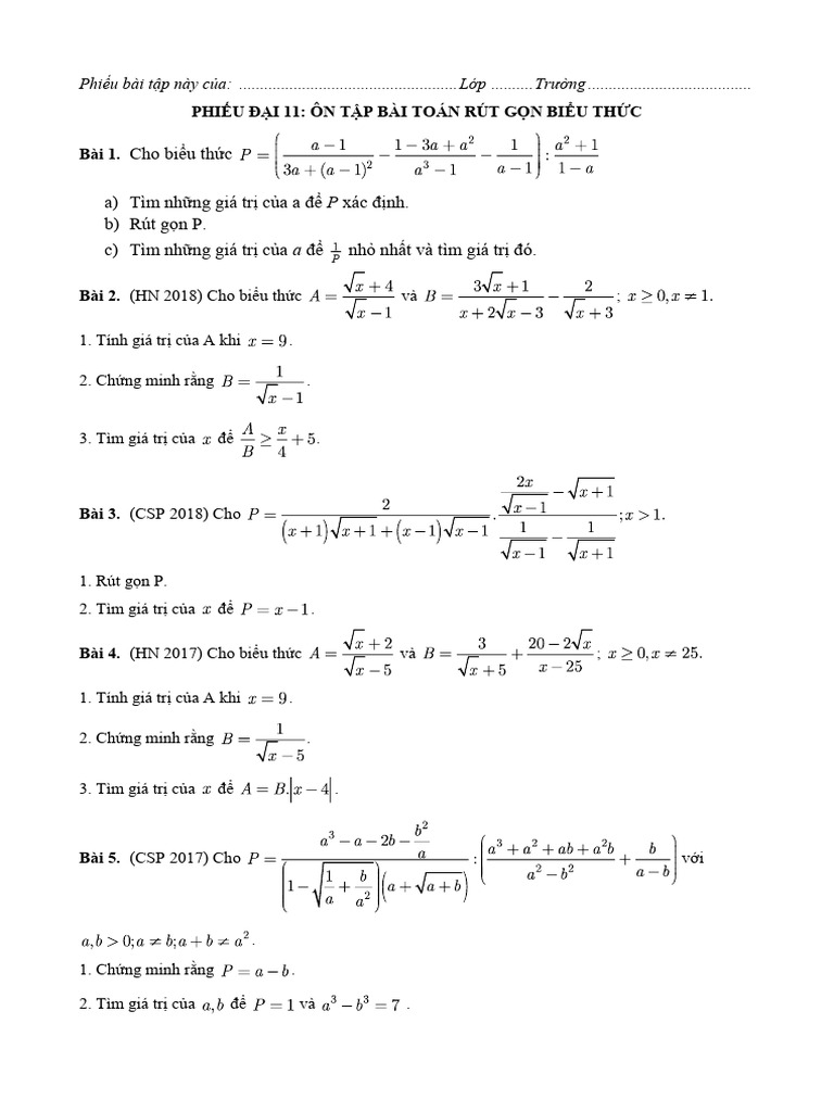 RUt Gon Bieu Thuc Chua Can Bac Hai (Tiep) | PDF