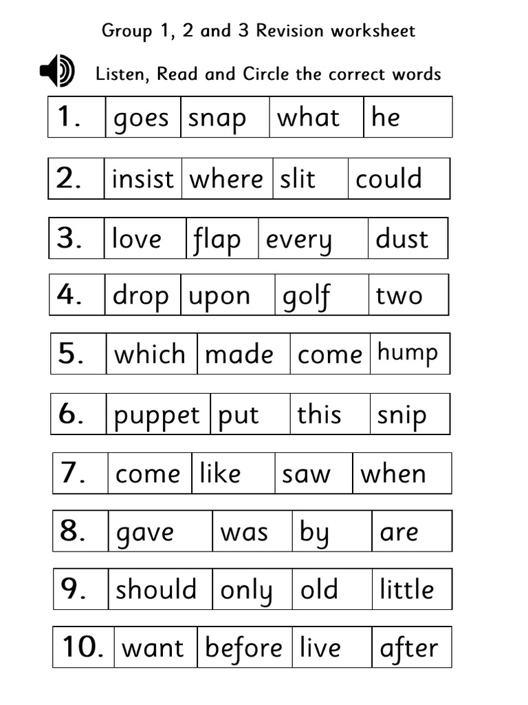 Listening Group 1,2,3 Revision Worksheet | PDF
