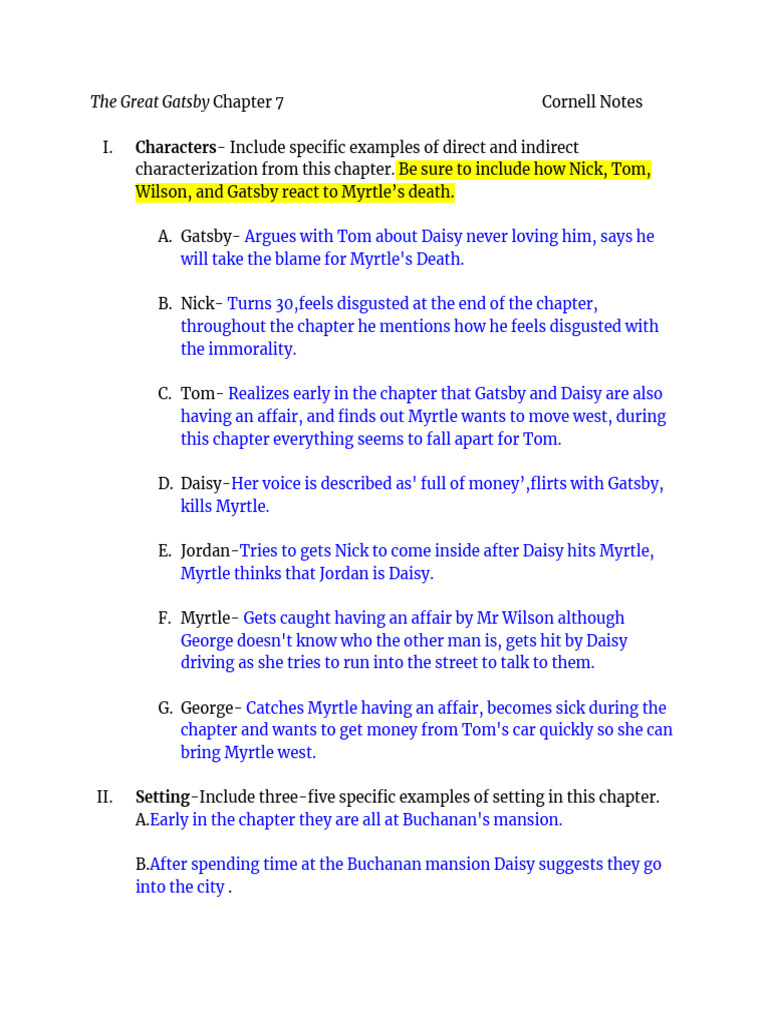 Logan Rohan - The Great Gatsby Chapter 7 | PDF | The Great Gatsby