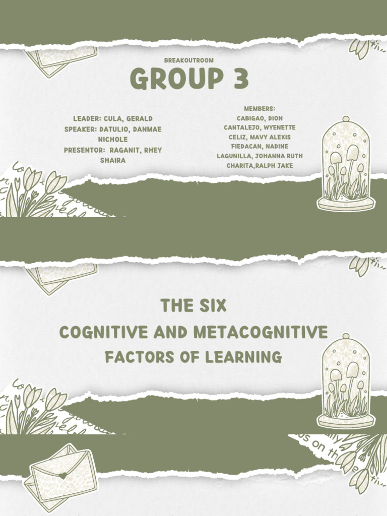 Group 3_PRESENTATION_20241009_213005_0000 | PDF | Learning | Metacognition
