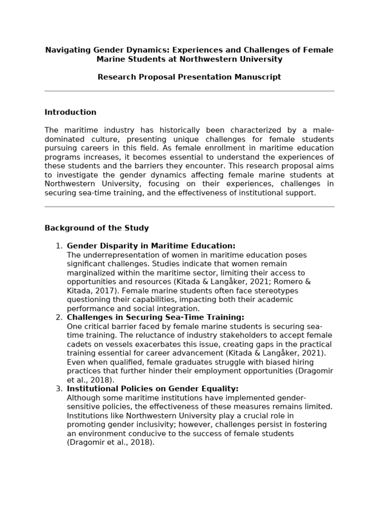 Female Marine Students' Challenges at NU | PDF | Gender Equality ...