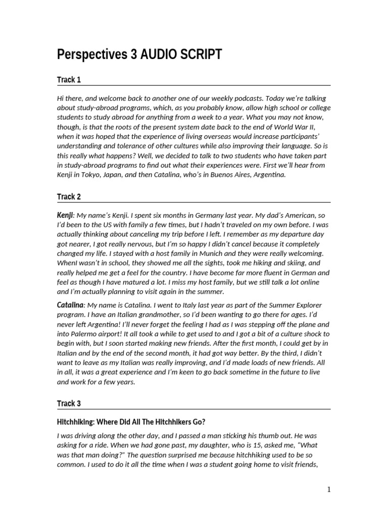 Perspectives L3 - Audio - Script | PDF | Experiment | Creativity