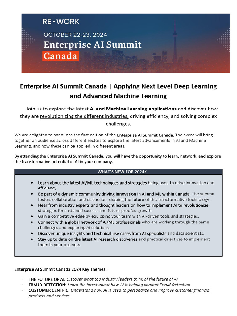 Enterprise AI Summit Canada 2024 | PDF | Artificial Intelligence ...