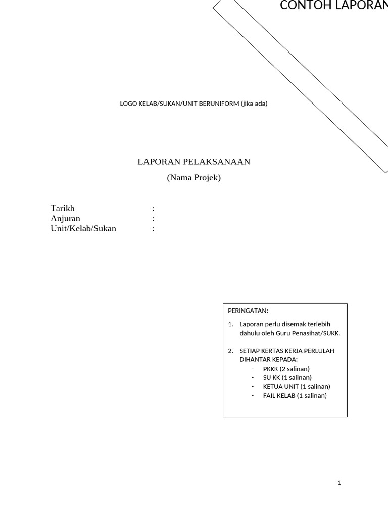 Template LAPORAN KERTAS KERJA | PDF