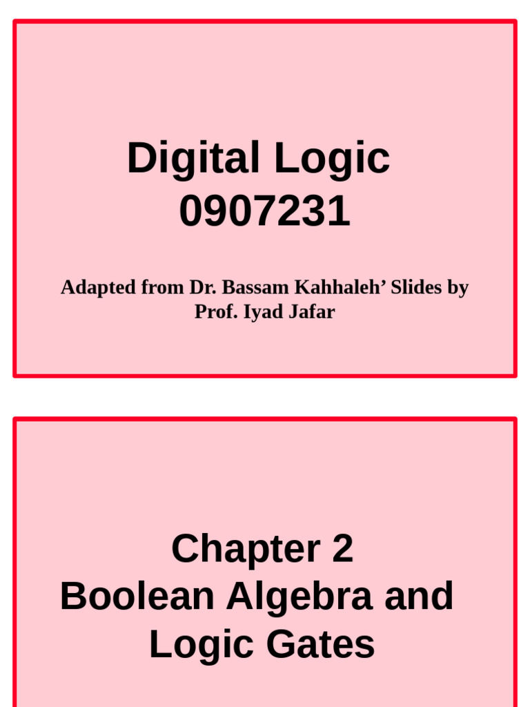 02 Chapter 2 Boolean Algebra Logic Gates Uj 1 Pdf Boolean
