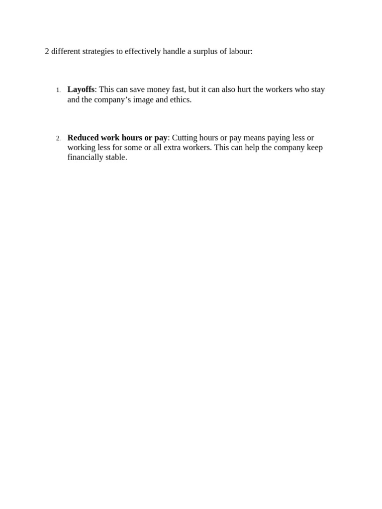 Managing Labor Surplus: 2 Strategies | PDF | Business | Finance & Money ...