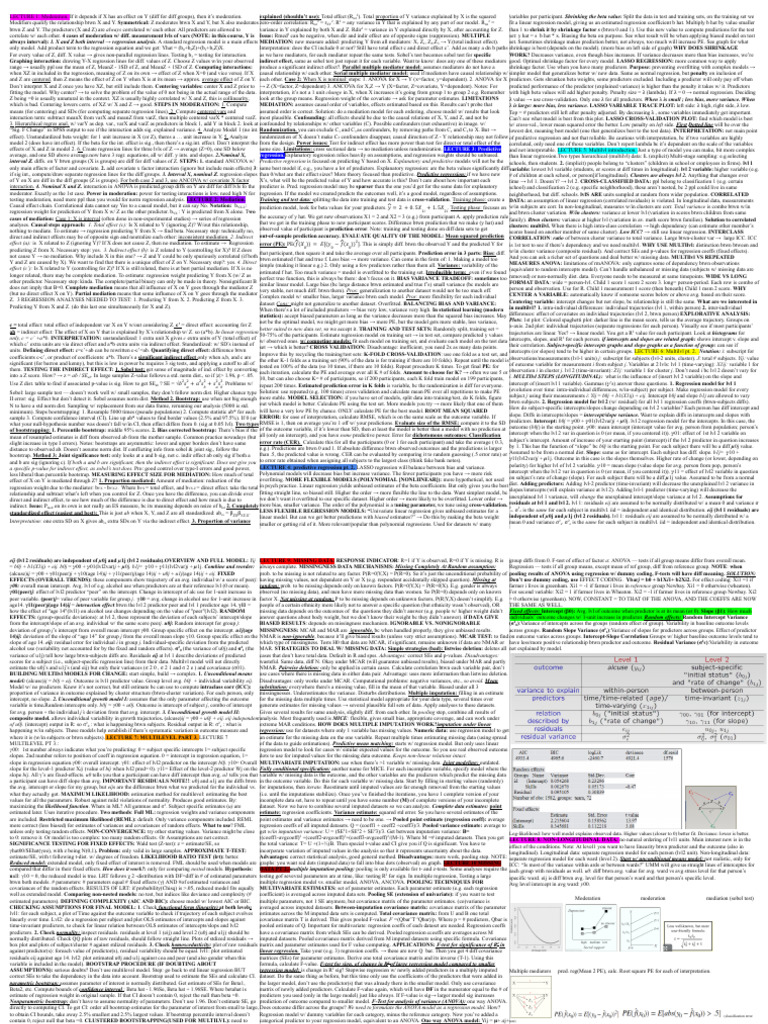 AMDA Cheat Sheet Spring FINAL3 | PDF | Linear Regression | Regression Analysis
