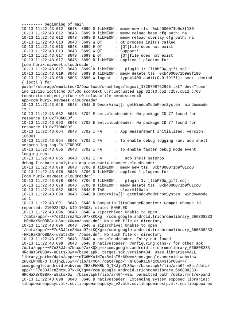 logcat_1728798762998 | PDF | Java (Programming Language) | Android (Operating System)