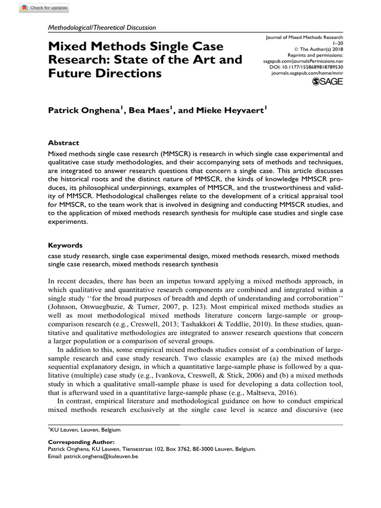 Onghena 2018. Mixed Methods Single Case Research-State of The Art and ...
