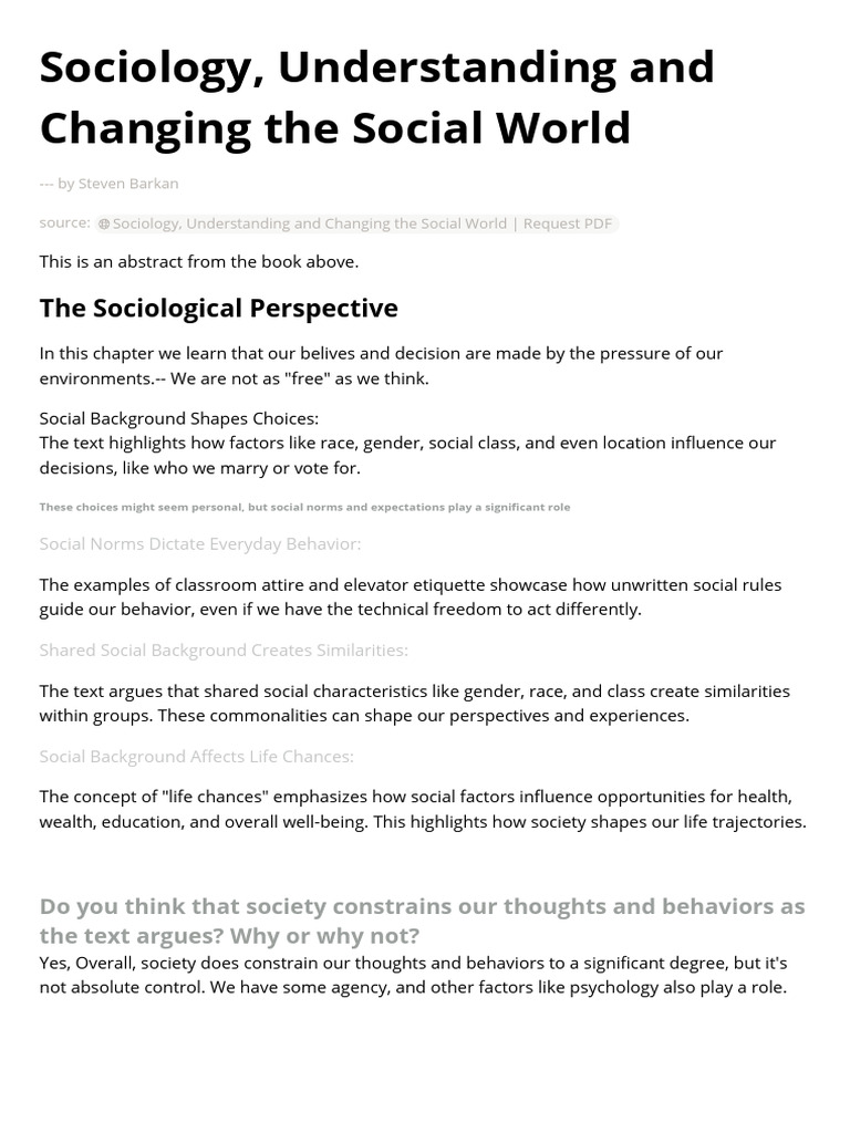 The Sociological Perspective | PDF | Social Science