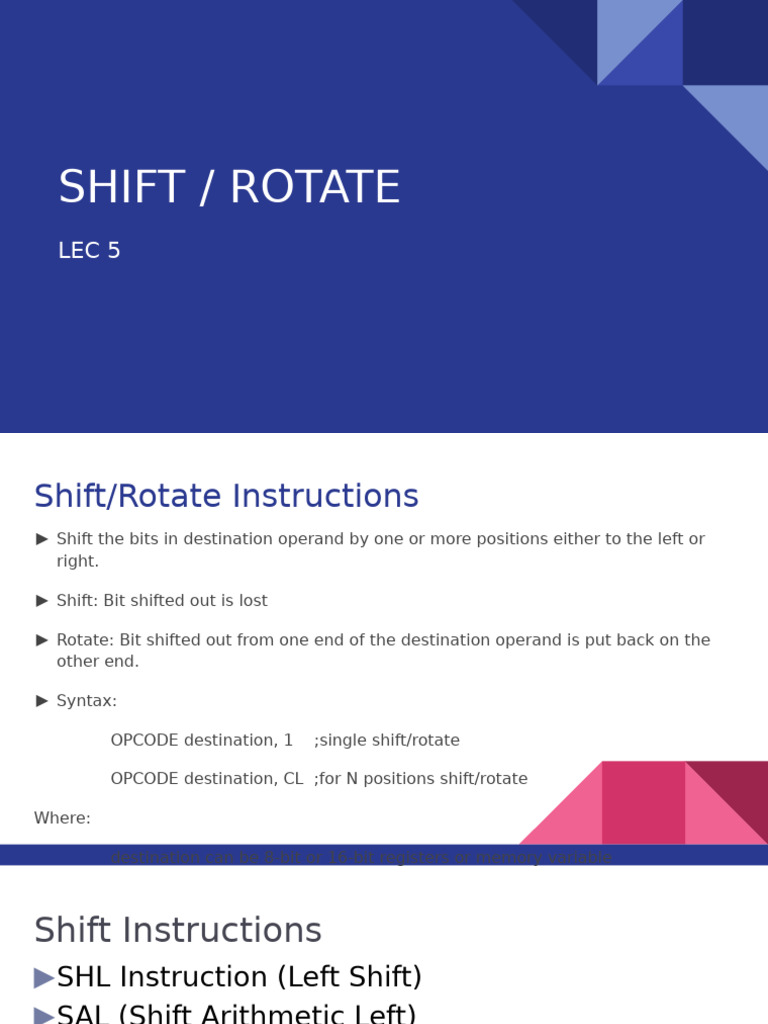 Shift and Rotate Instructions Overview | PDF | Theory Of Computation ...
