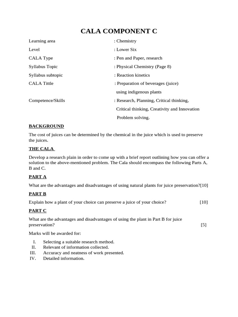 CALA COMPONENT C Revised | PDF