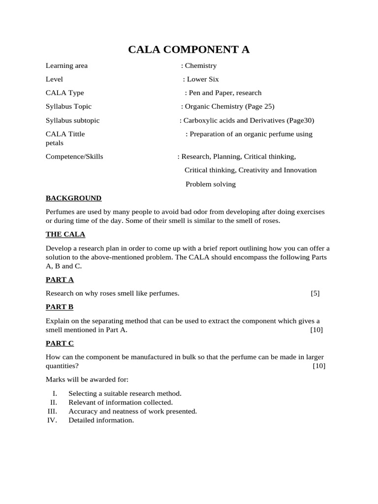 CALA COMPONENT A Revised | PDF