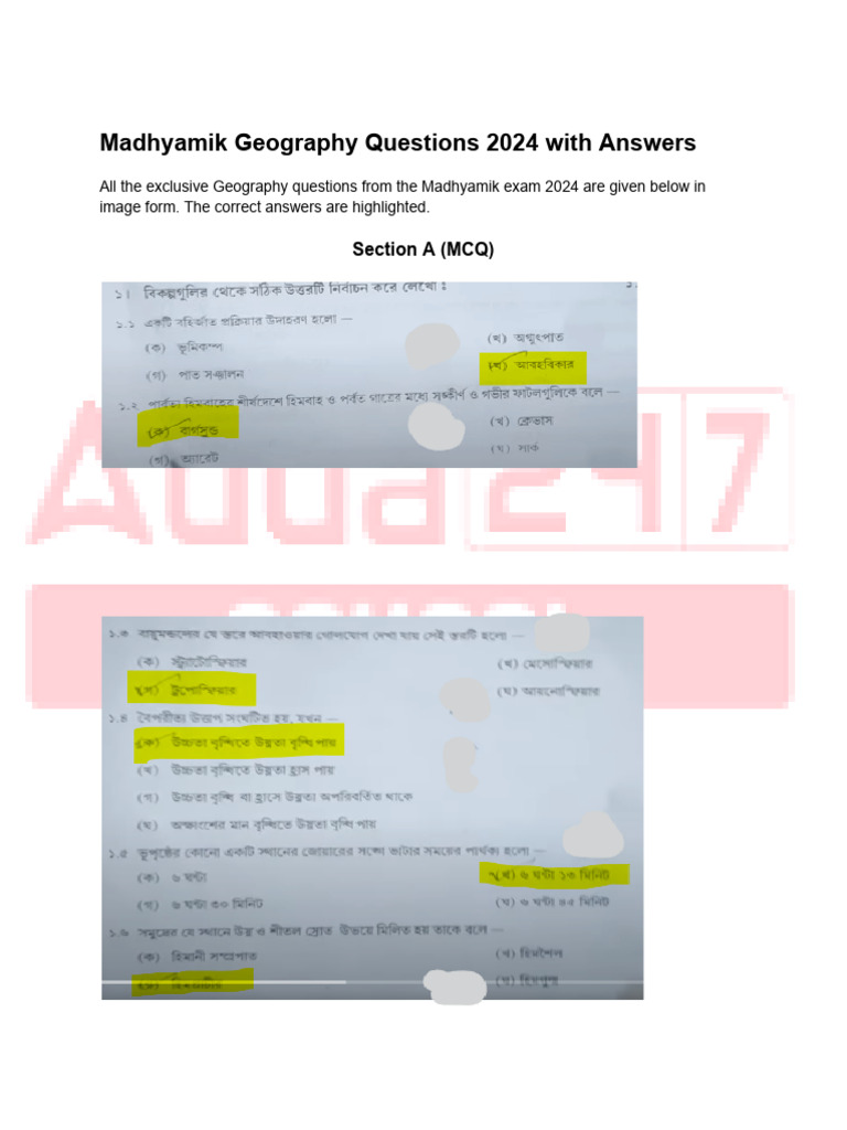 Madhyamik-Geography-Questions-2024-with-Answers | PDF