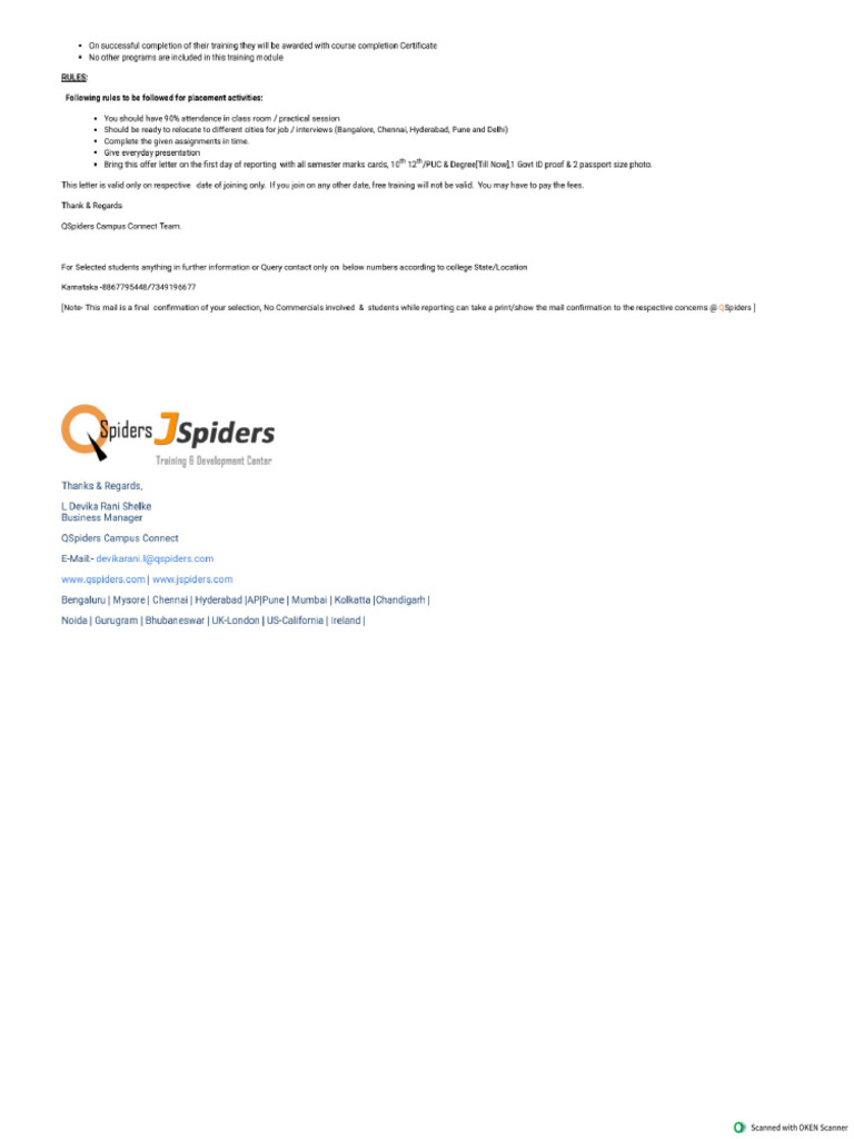Gmail - QSpiders 2023 Batch!!! Incubation Final Selection List_2 | PDF