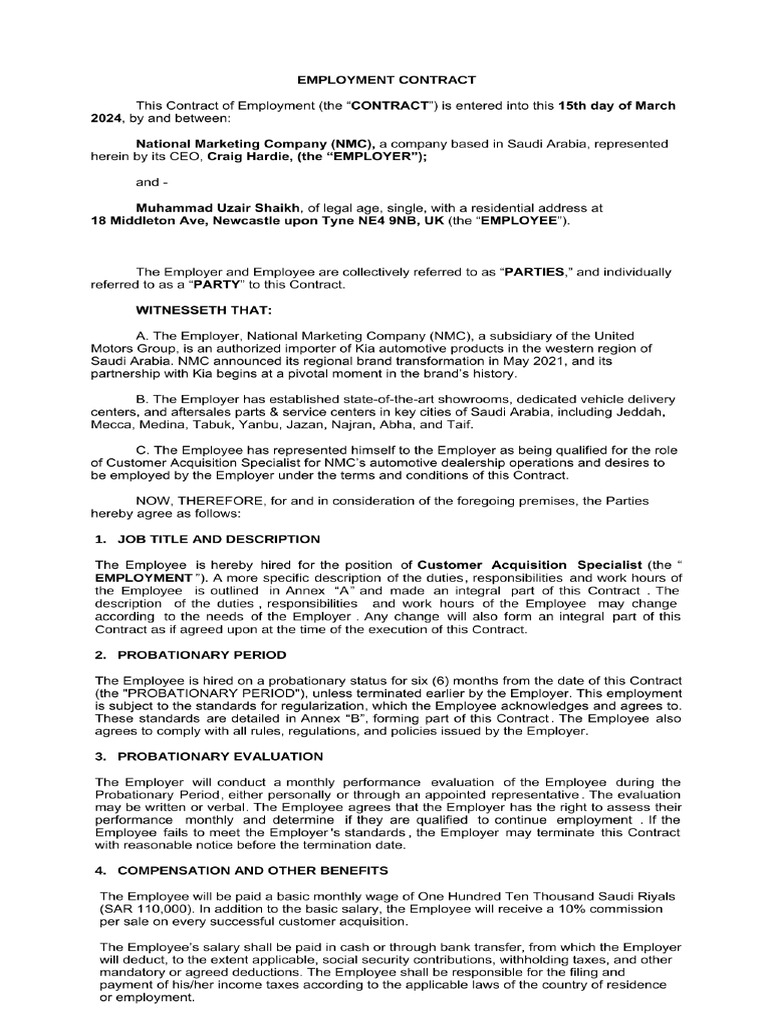 Employment Contract | PDF