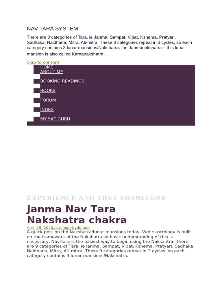 NAV TARA SYSTEM | PDF | Planets In Astrology | Hindu Astrology