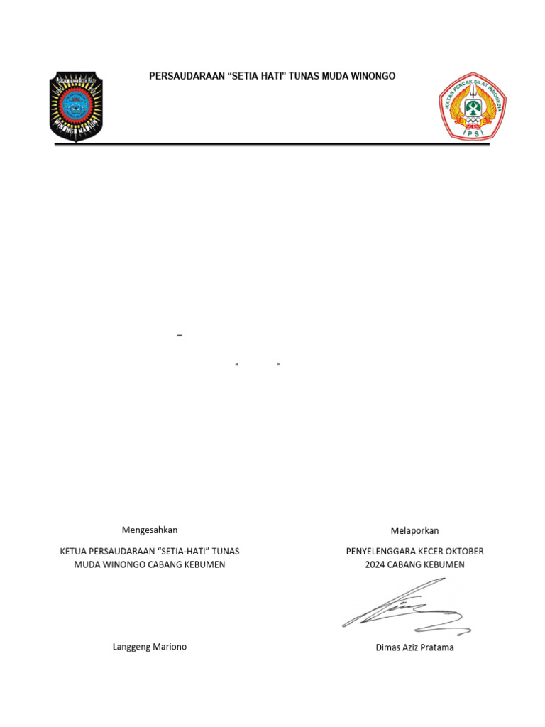 Surat Pertanggungjawaban Kecer Oktober 2024 Lengkap - 120241 | PDF