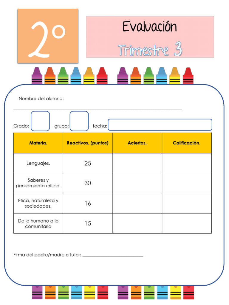 Evaluacion Trimestre 3 - 2 Primaria | PDF
