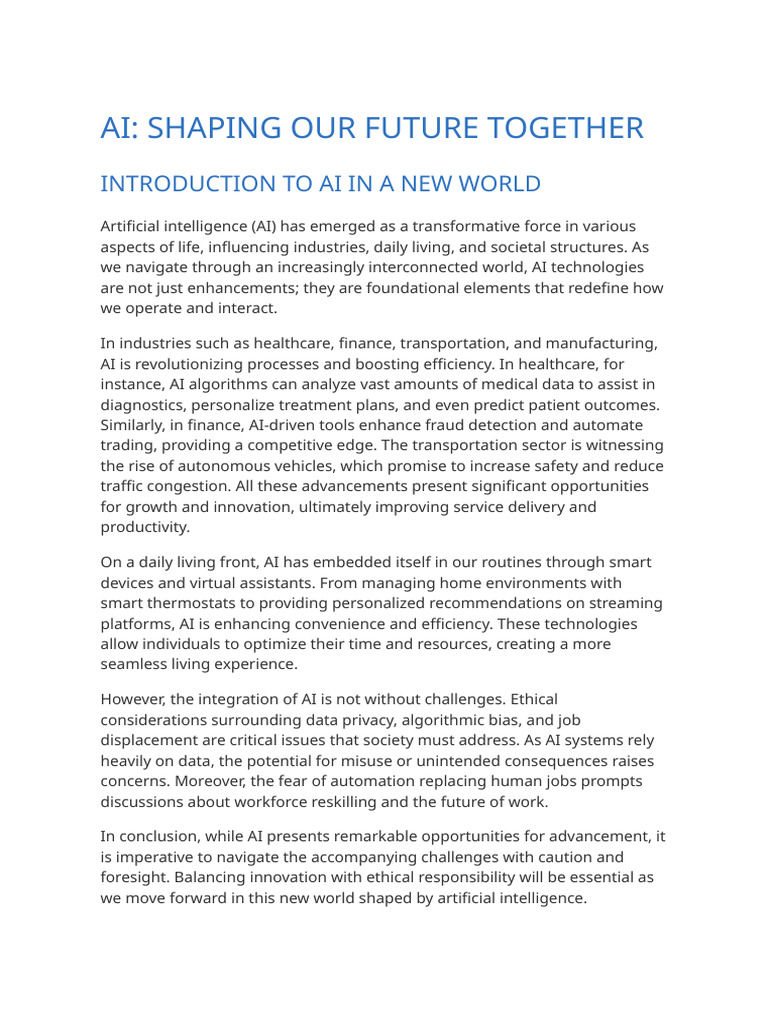 AI_ Shaping Our Future Together | PDF | Artificial Intelligence ...
