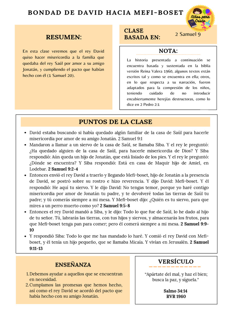 Clase162. Bondad de David Hacia Mefi-Boset | PDF | Saulo | David