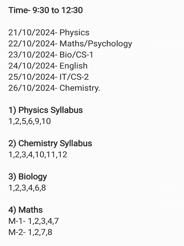 St Xavier Time Table_241010_125845 (1) | PDF