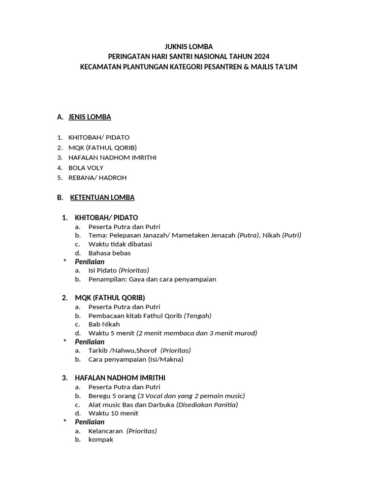 JUKNIS Lomba HSN PP&MT 2024 - Fix | PDF