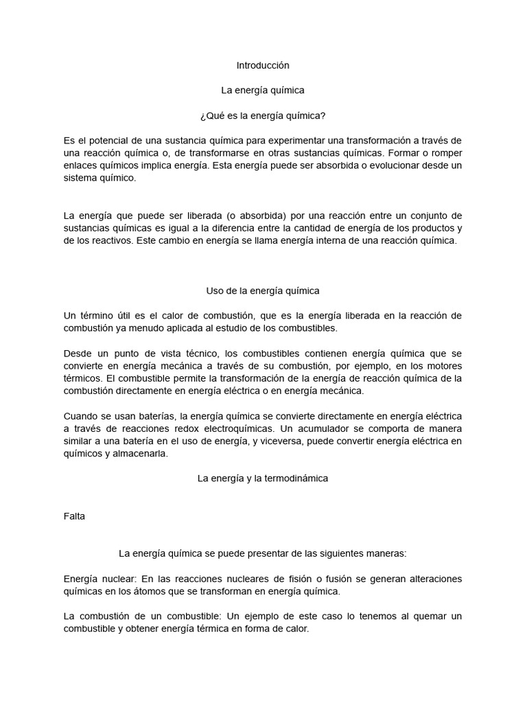 Energia Quimica | PDF | Salud y bienestar | Ciencia y matemáticas