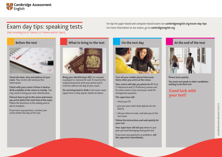 Speaking test exam day tips 2020 | PDF | Qualifications | Government ... Speaking test exam day tips 2020 | PDF | Qualifications | Government ...