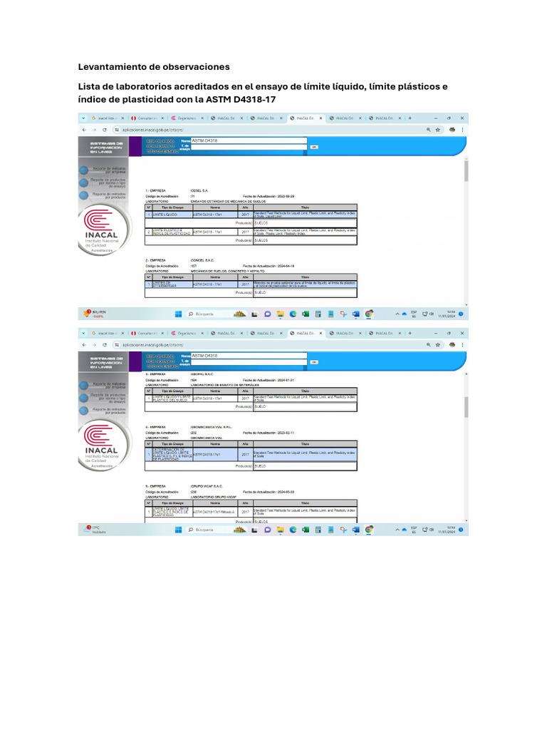 Lista de Laboratorios Acreditados en Con Las ASTM D4318 | PDF | Tecnología