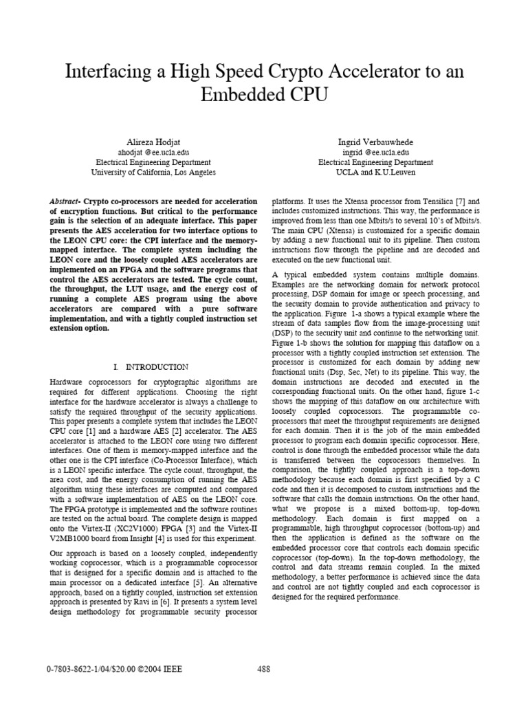 Interfacing A High Speed Crypto Accelerator To An Embedded CPU-1 | PDF | Central Processing Unit ...