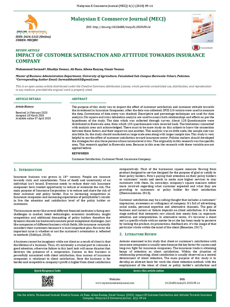 Impact of Customer Satisfaction and Attitude Towar | PDF | Insurance ...