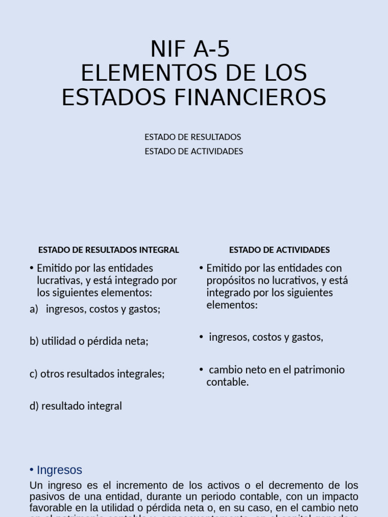 NIF a-5 Estado de Resultados | PDF | Contabilidad | Estado de resultados