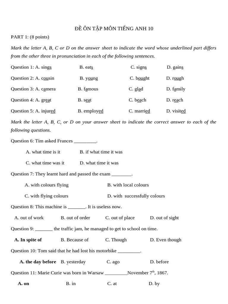 English 10 Exam Review Guide | PDF | Online Shopping | Martin Luther ...
