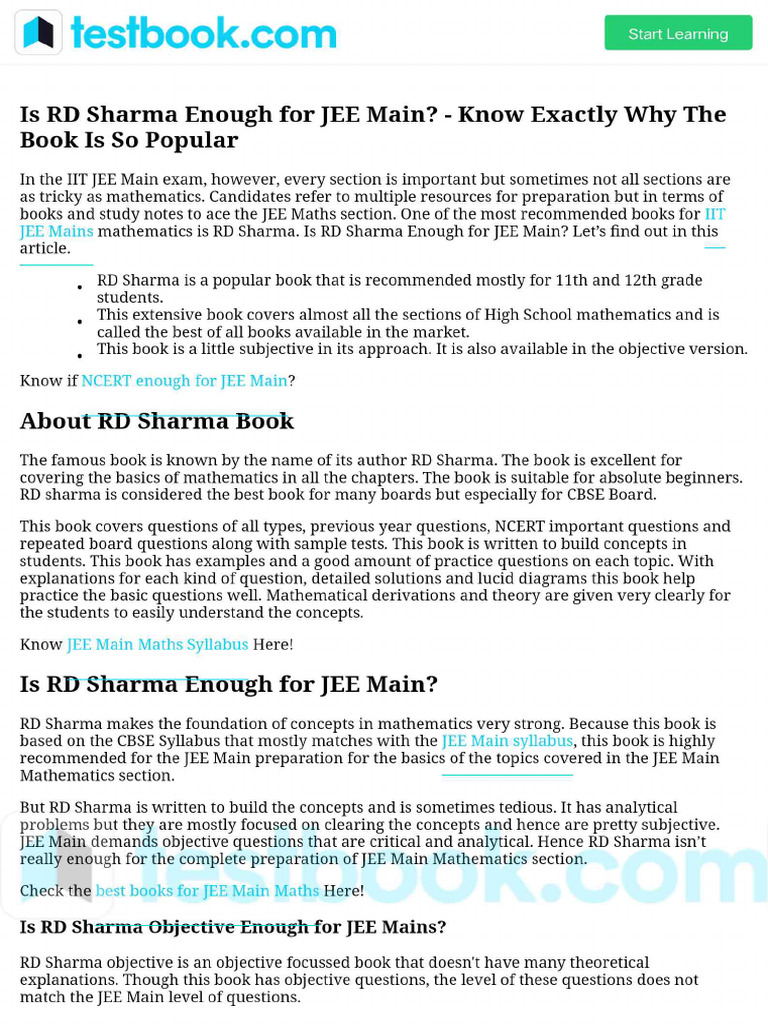 Is RD Sharma Enough For JEE Main - Know Exactly Why The Book Is So ...
