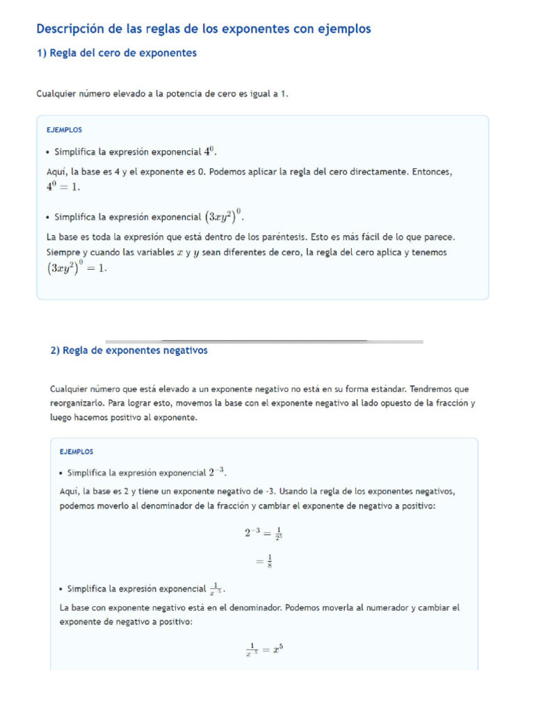 Reglas de Exponentes | PDF Reglas de Exponentes | PDF