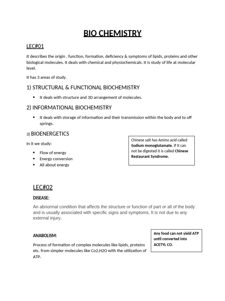 Biochemistry: Molecules, Metabolism, and Disease | PDF