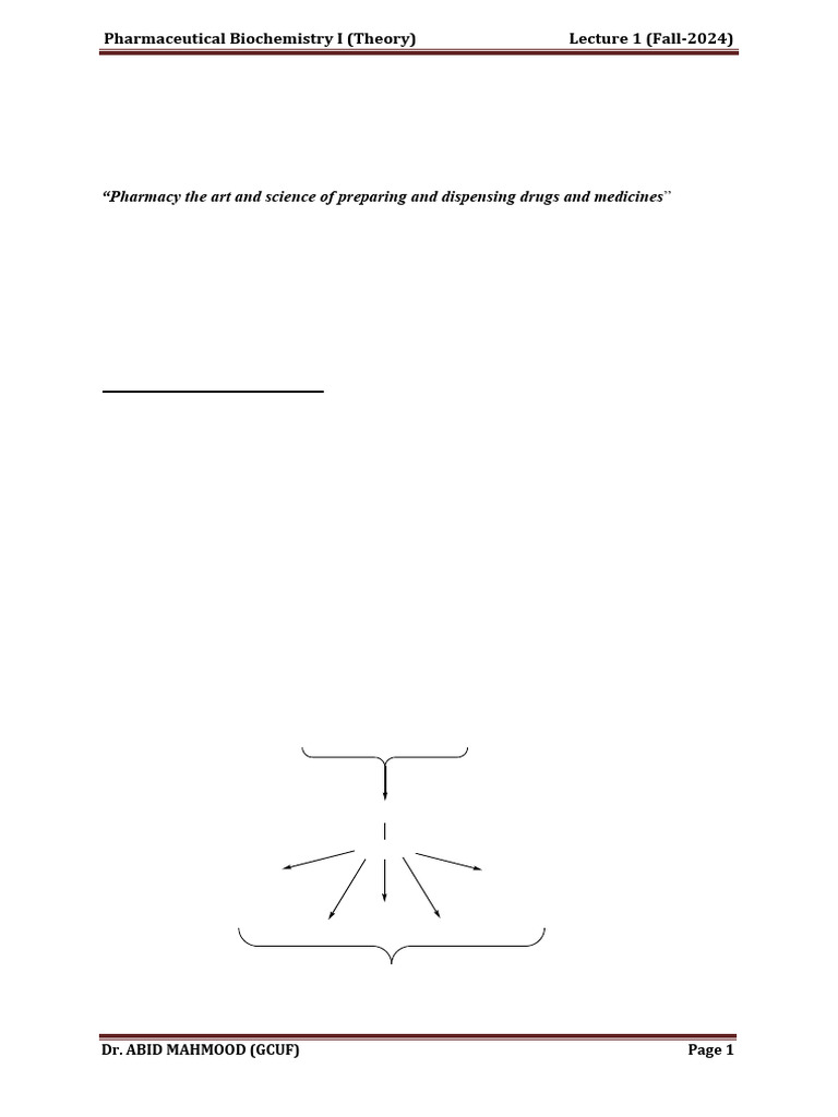 Biochemistry CH#1 Lec# | PDF | Pharmacy | Biochemistry