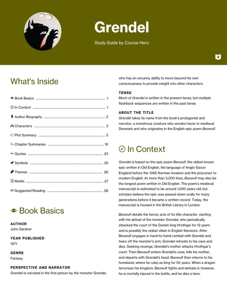Grendel SG Course Hero | PDF | Beowulf