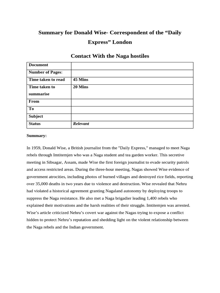 Summary For Donald Wise | PDF | Conflicts | Violence