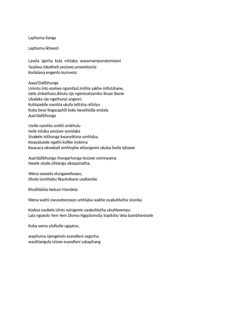 Laphuma Ilanga | PDF | Poetry