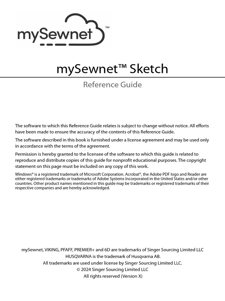 mySewnetSketch RefGuide Win140 | PDF | Window (Computing) | Embroidery