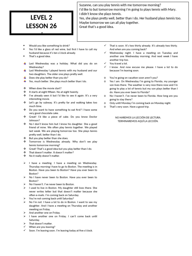 Level 2 Lesson 26 | PDF