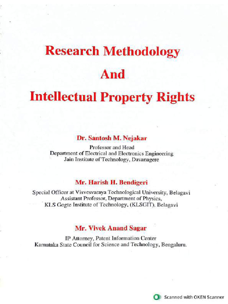 Research Methodology and Intellectual Property Rights by DR Santosh M Nejakar Compressed ...