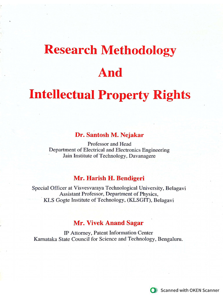 Research Methodology and Intellectual Property Rights by DR Santosh M ...